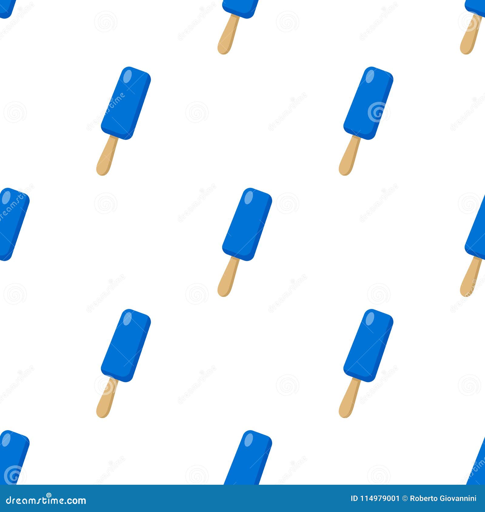 Blue Popsicle Flat Icon Seamless Pattern Stock Vector - Illustration of ...
