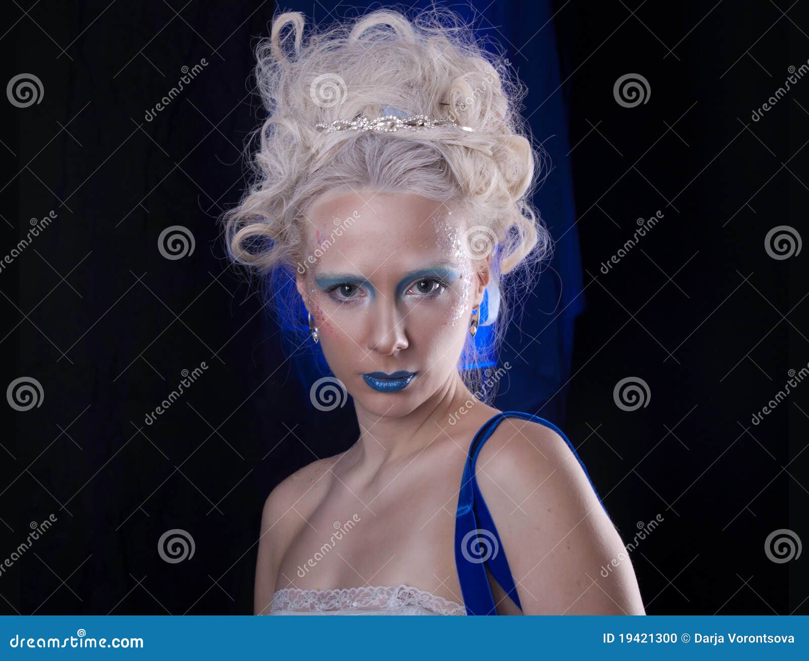 A blue portrait stock photo. Image of makeup, female - 19421300