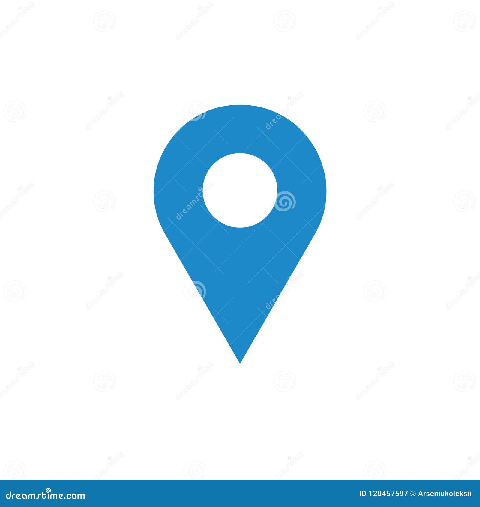 Blue position pin icon stock vector. Illustration of flat - 120457597