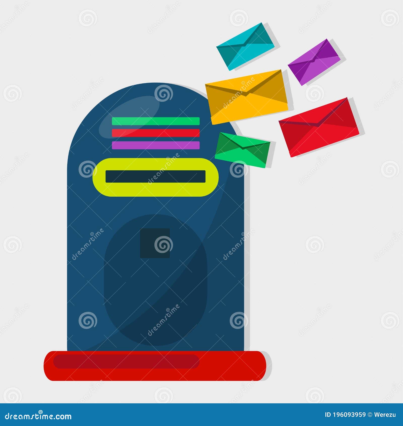 Blue Post Box Vector Illustration in Flat Style Stock Illustration ...