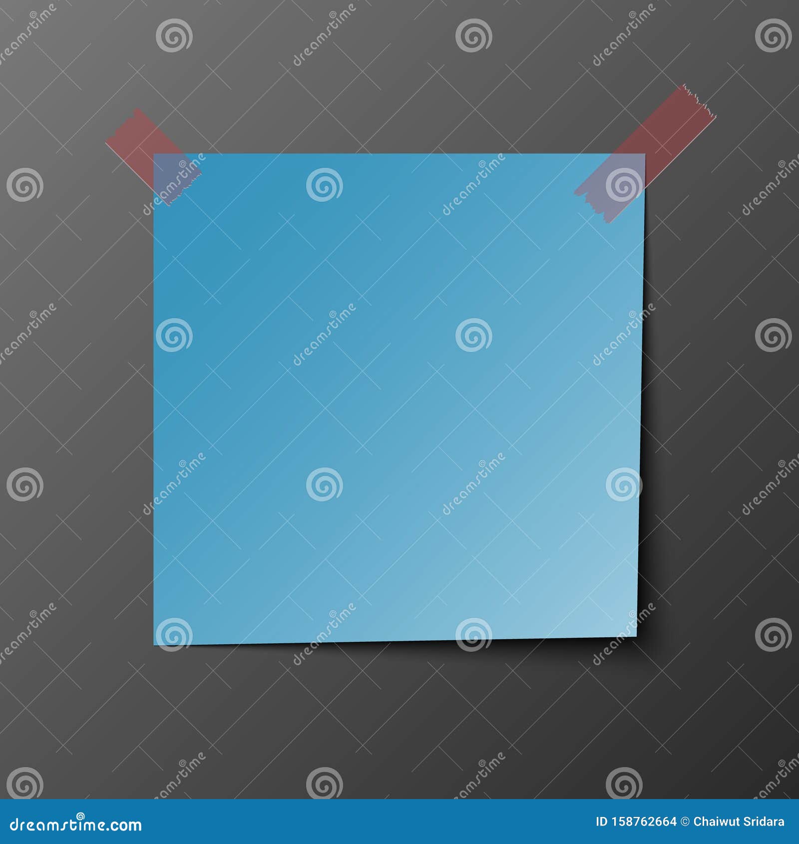 Blue Post Note Paper with Shadow Stock Vector - Illustration of label ...