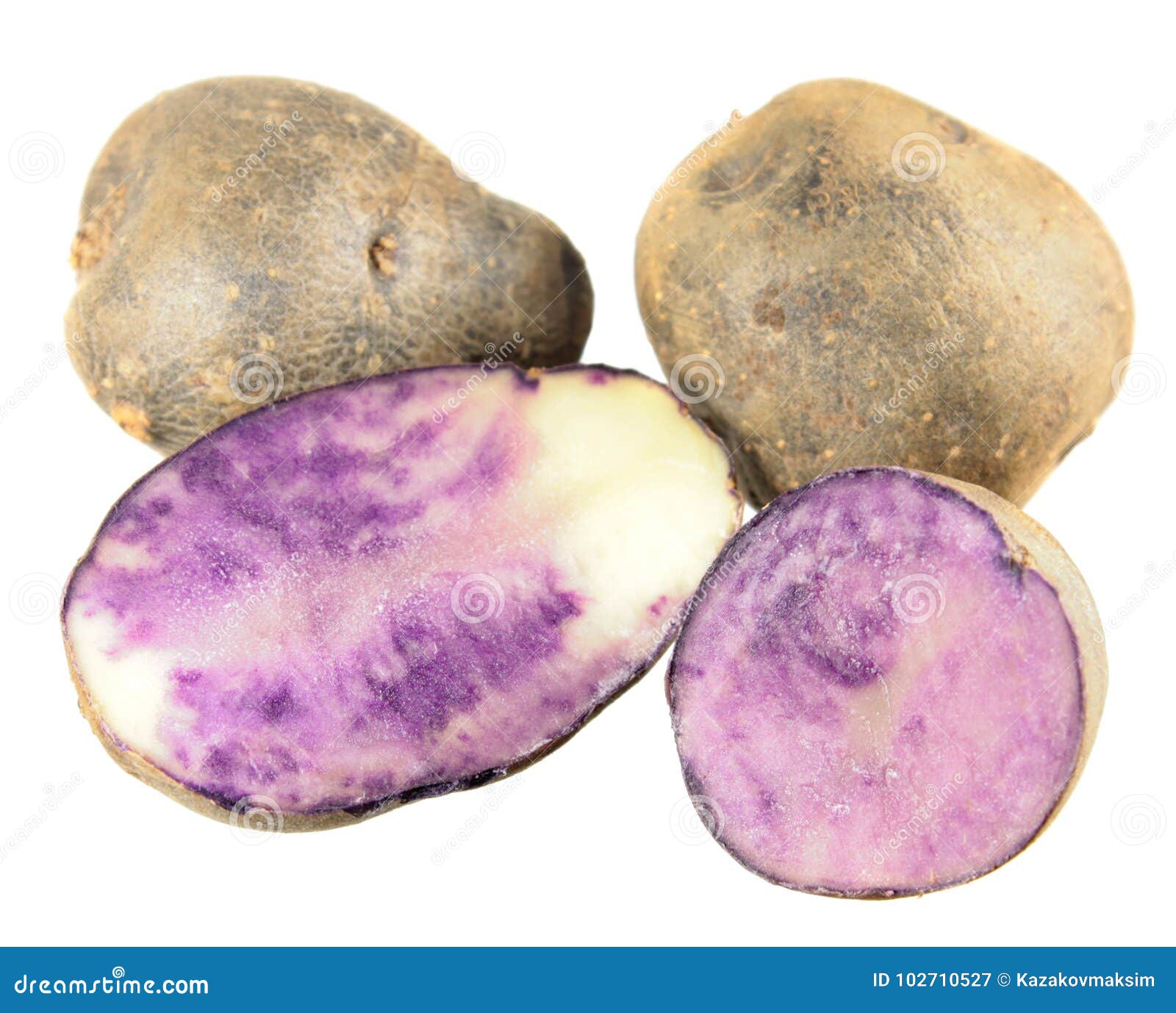 Blue Potatoes Isolated on White Stock Image - Image of ingredient ...