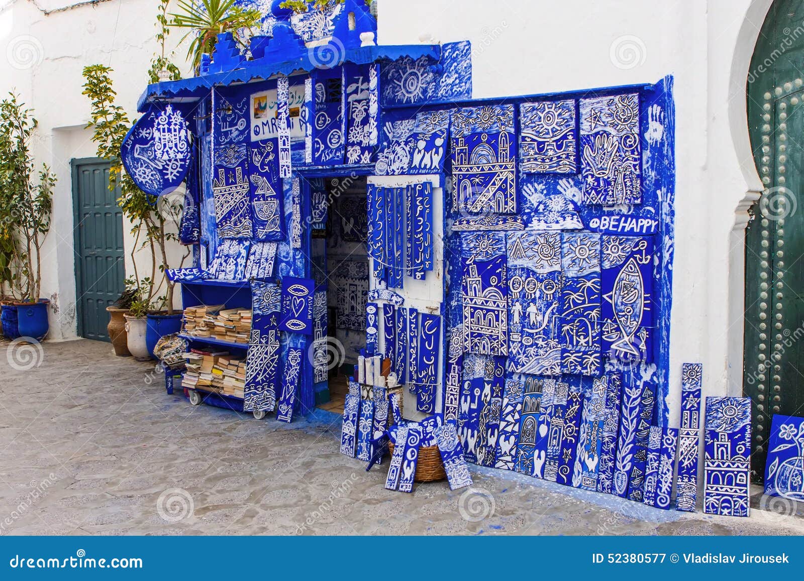 Blue Pottery for Sale for Happiness, Larche, Morocco Stock Image ...