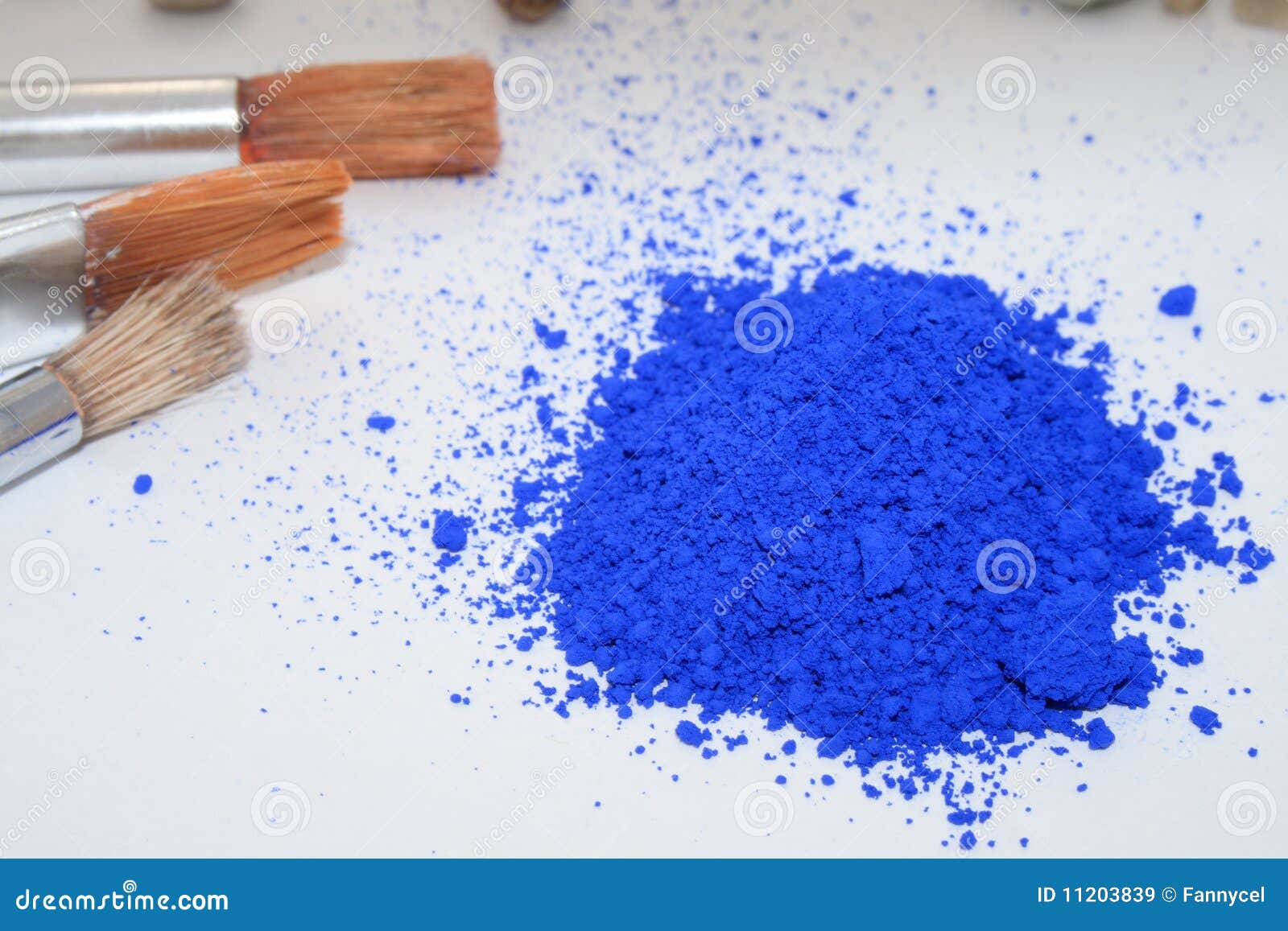 Blue Powder Explosion On White Background. Colored Cloud. Color Dust ...