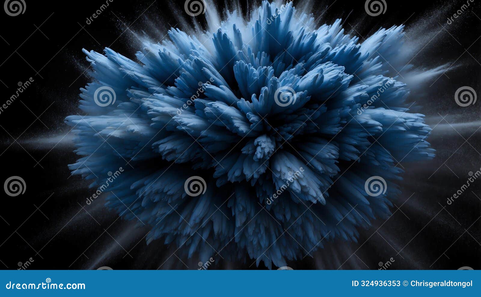 Blue Powder Center Radial Explosion Isolated in Black Ai Generated ...