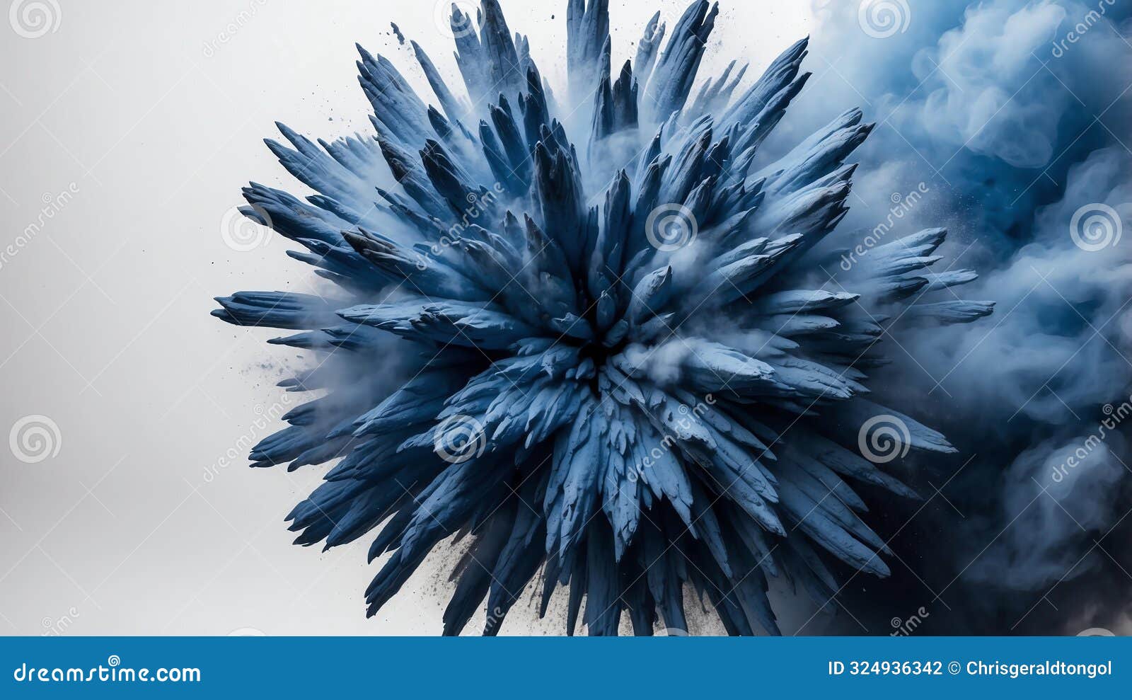 Blue Powder Center Radial Explosion Isolated in White Ai Generated ...