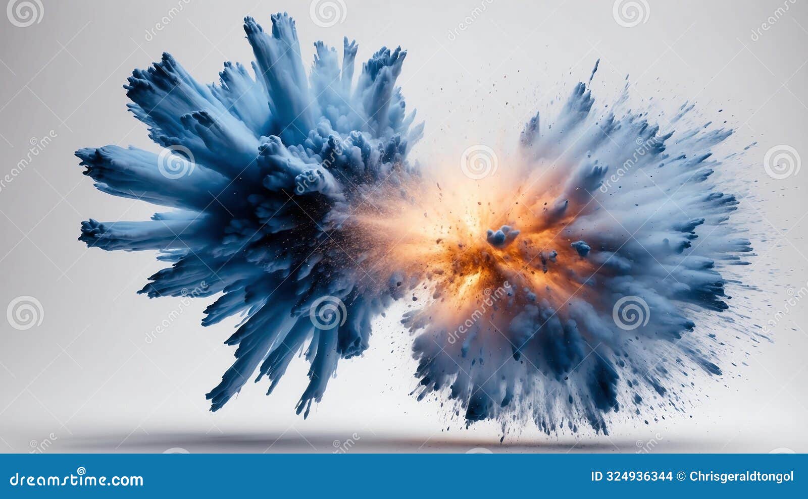 Blue Powder Center Radial Explosion Isolated in White Ai Generated ...