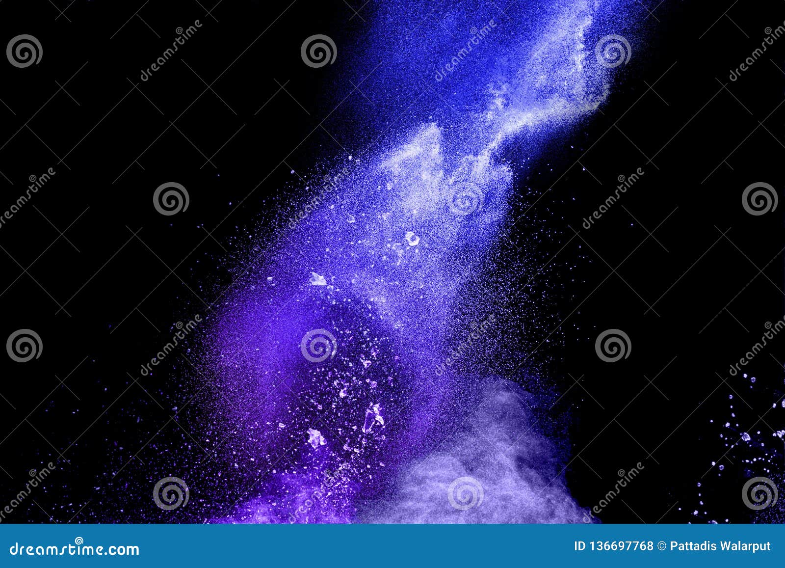 Blue Powder Explode Cloud on Black Background. Stock Photo - Image of ...
