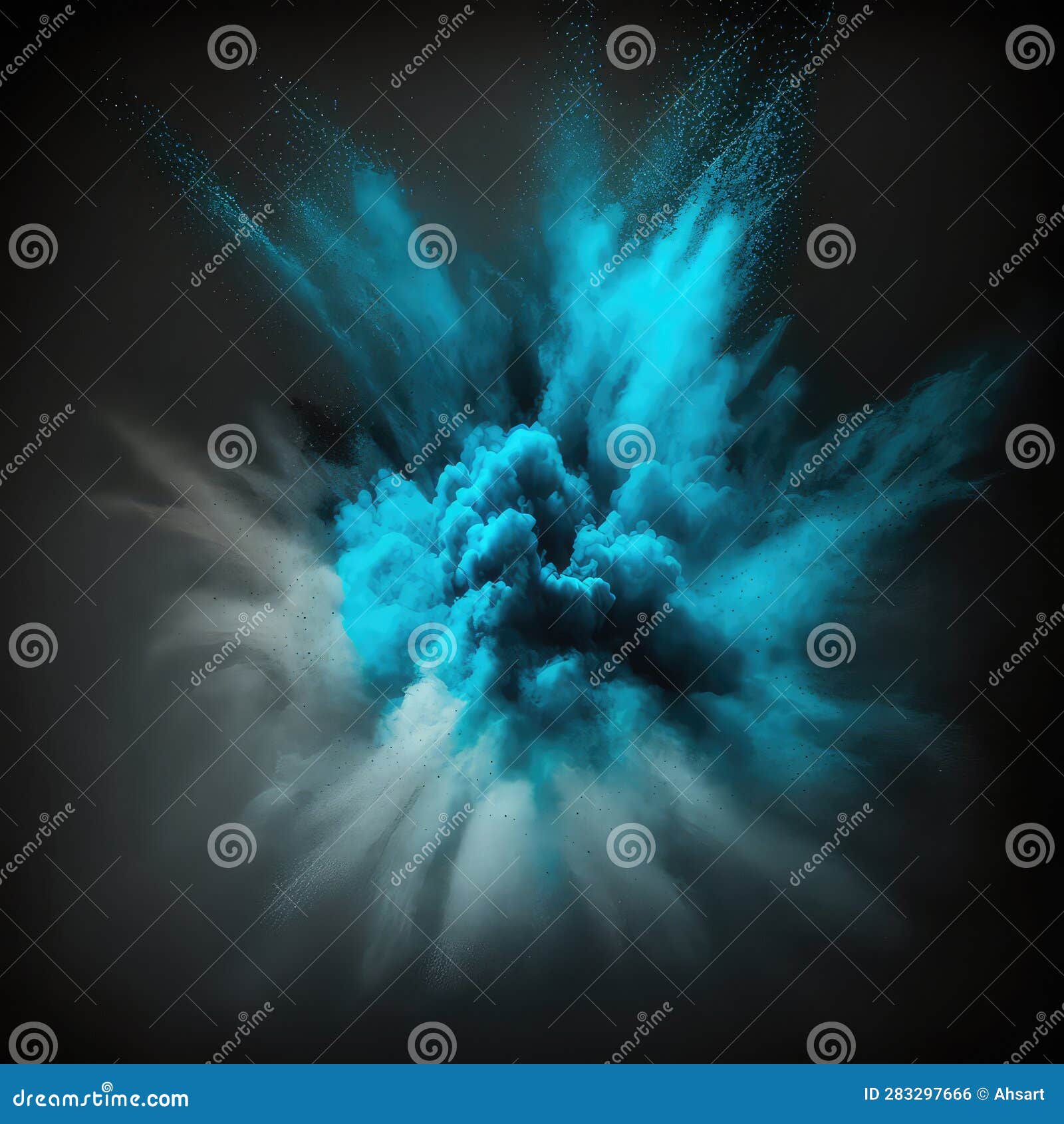 Blue Powder Explosion on Black Background Stock Illustration ...