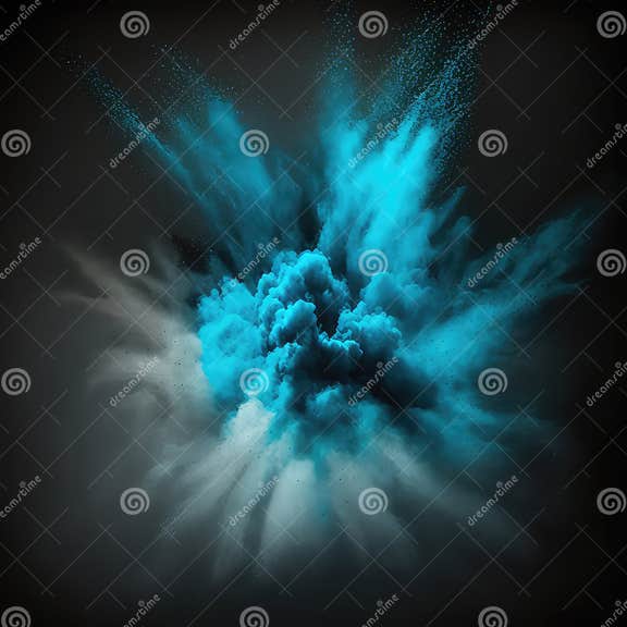 Blue Powder Explosion on Black Background Stock Illustration ...