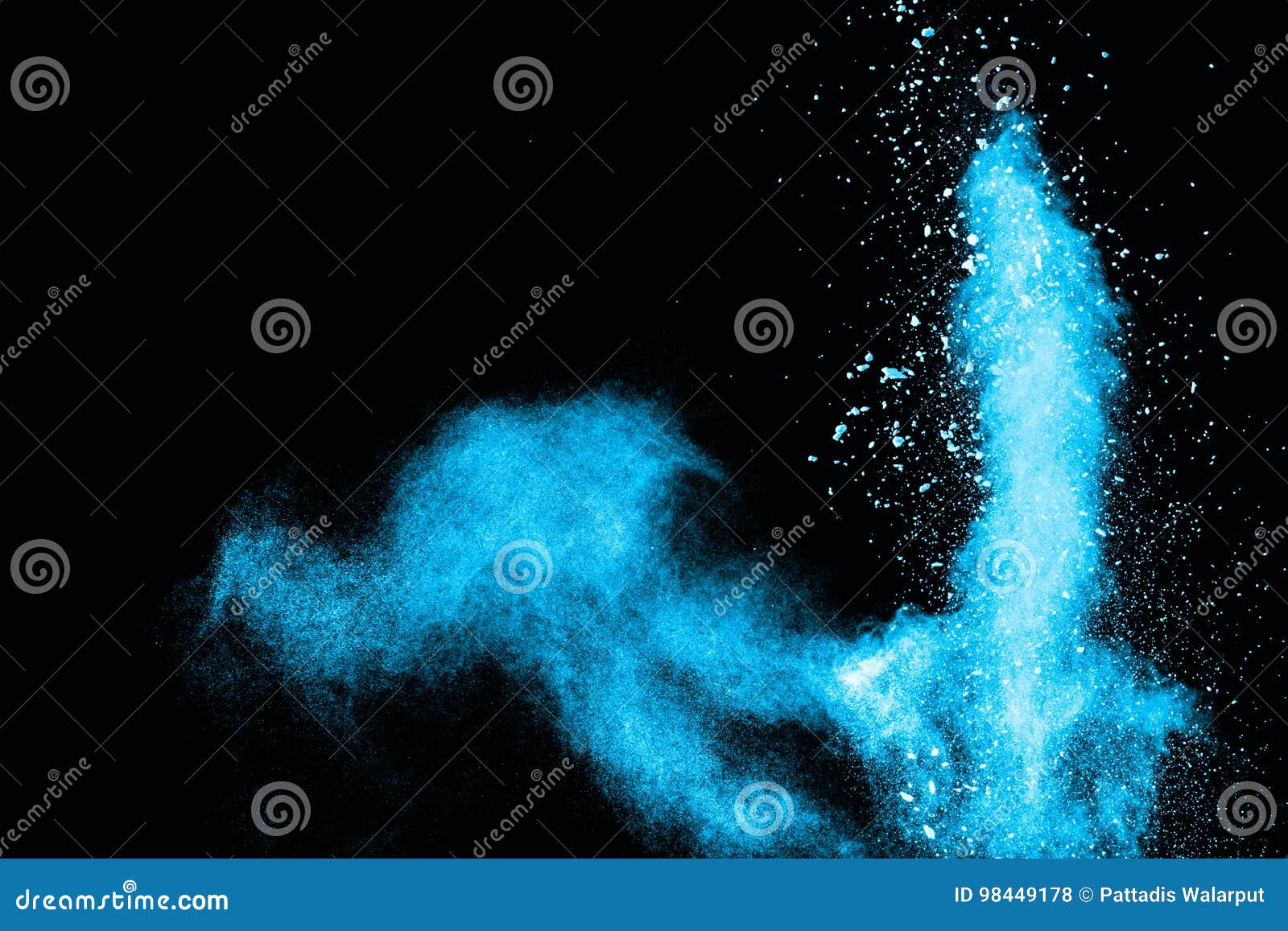 Blue Powder Explosion on Black Background. Stock Photo - Image of dust ...