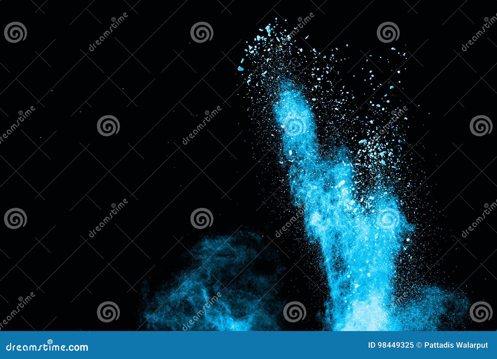 Blue Powder Explosion on Black Background. Stock Image - Image of burst ...