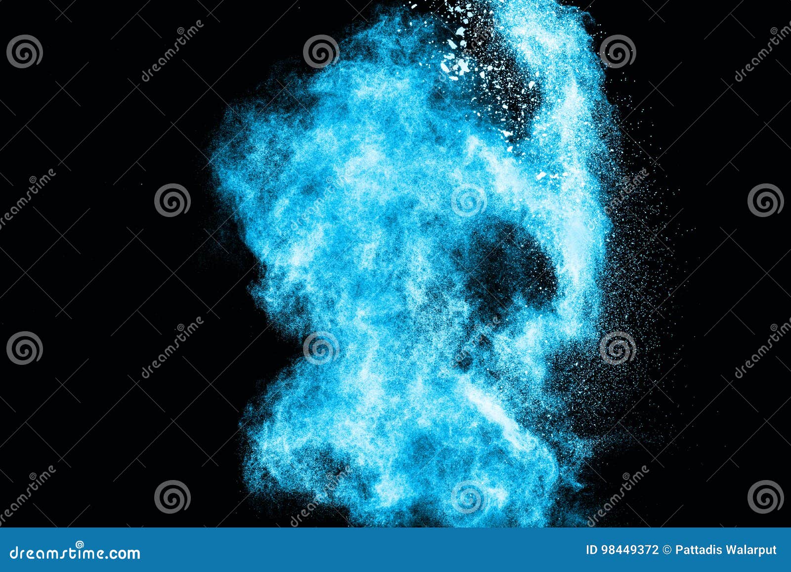 Blue Powder Explosion on Black Background. Stock Photo - Image of ...