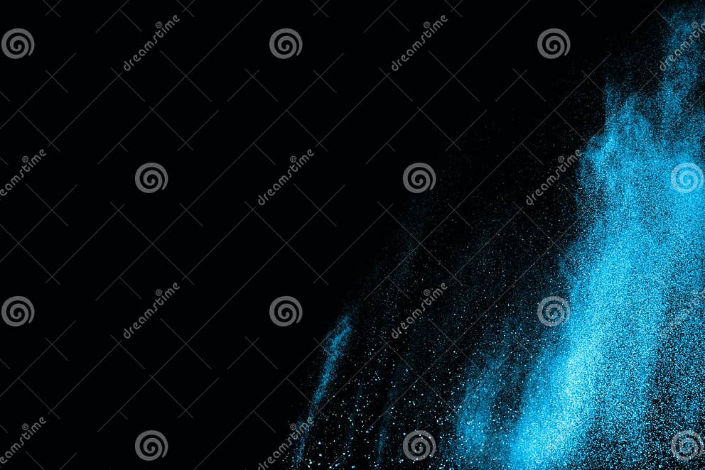 Blue Powder Explosion on Black Background. Stock Image - Image of ...