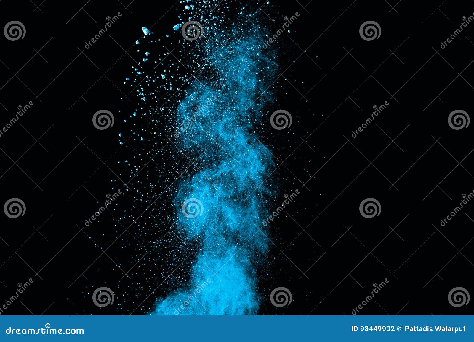 Blue Powder Explosion on Black Background. Stock Photo - Image of glow ...