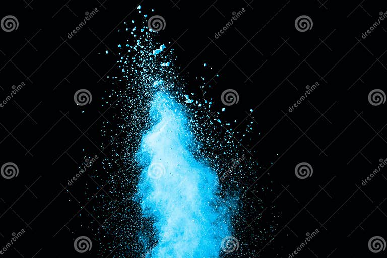 Blue Powder Explosion on Black Background. Stock Photo - Image of ...