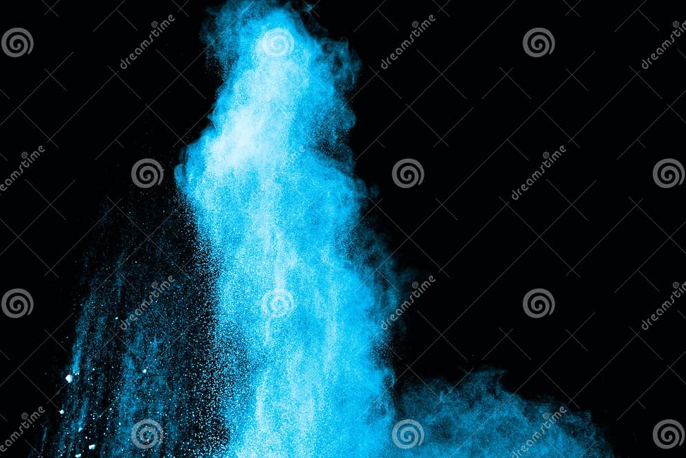 Blue Powder Explosion on Black Background. Stock Image - Image of ...