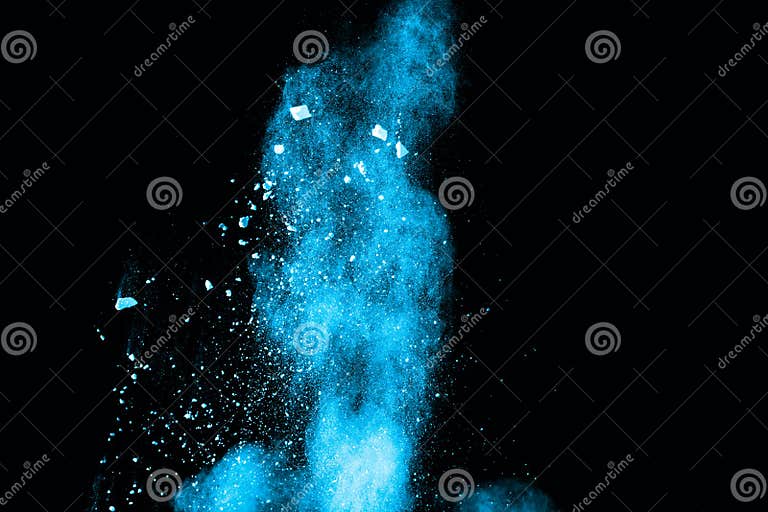Blue Powder Explosion on Black Background. Stock Photo - Image of dirty ...
