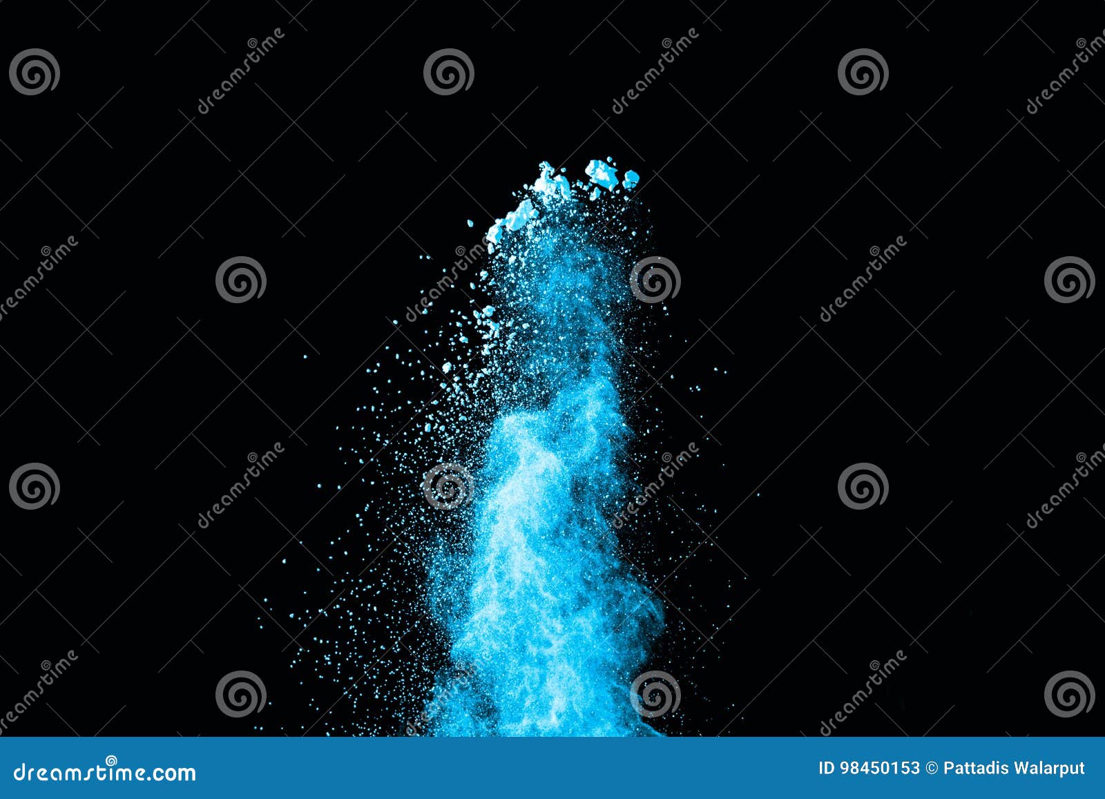 Blue Powder Explosion on Black Background. Stock Image - Image of ...