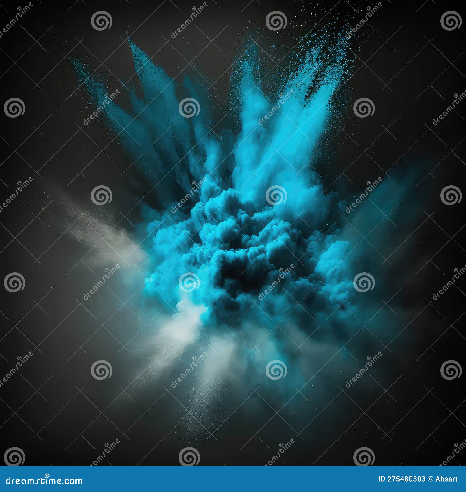 Blue Powder Explosion on Black Background Stock Illustration ...