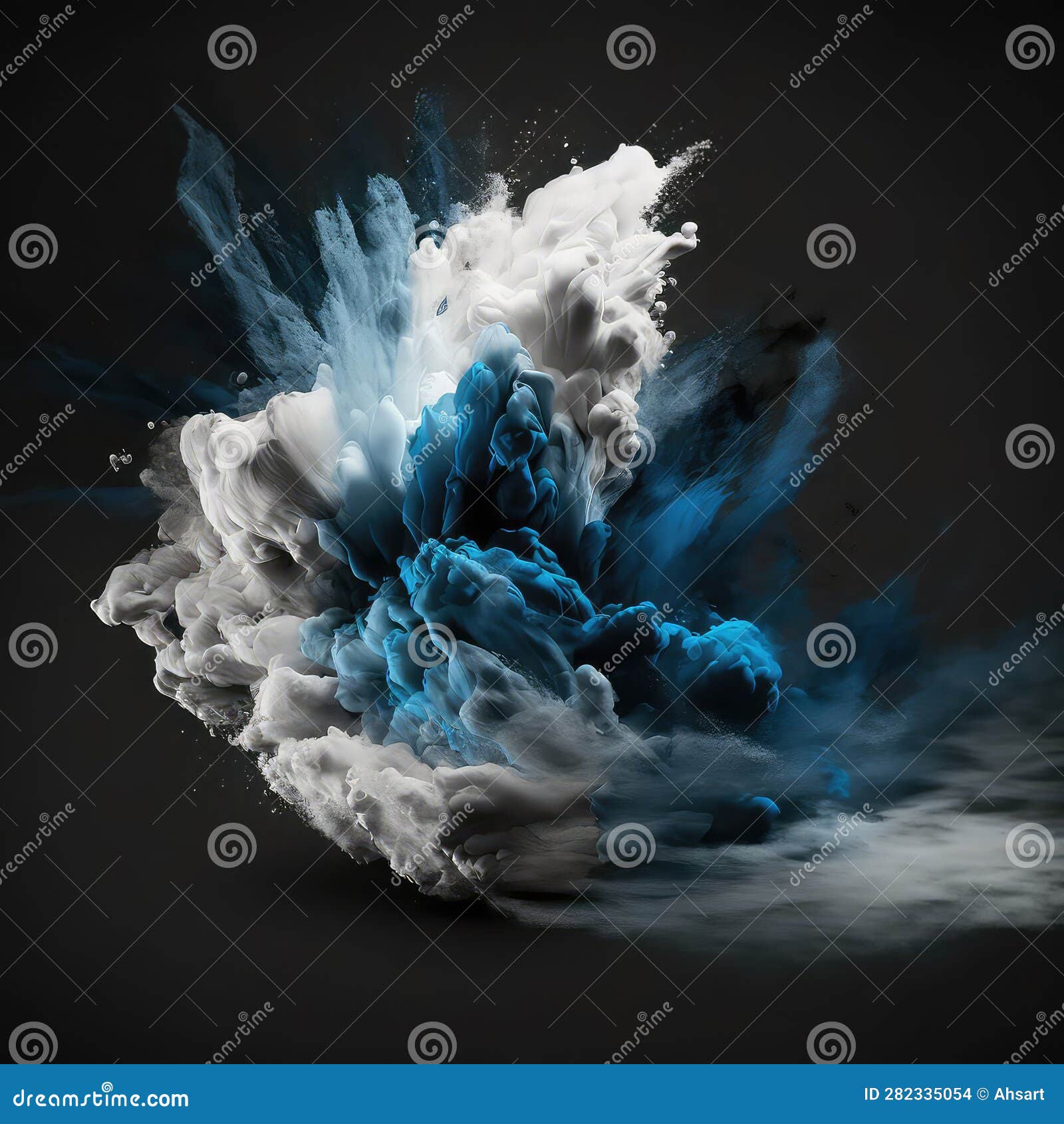 Blue Powder Explosion on Black Background Stock Illustration ...