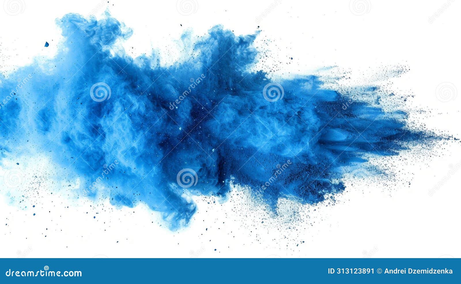 A Blue Powder Explosion Isolated on a White Background Stock Image ...