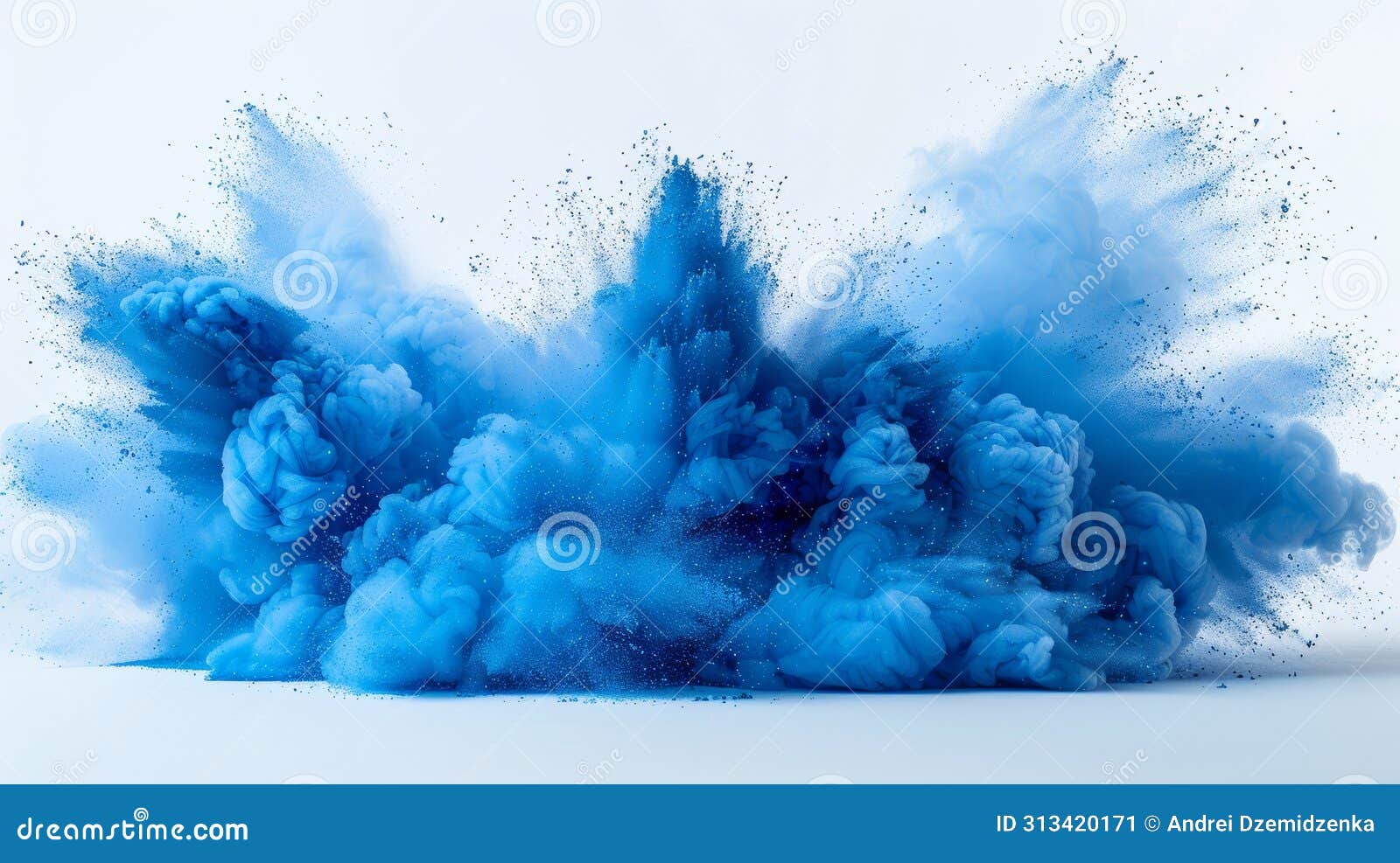 A Blue Powder Explosion is Isolated on a White Background Stock Image ...