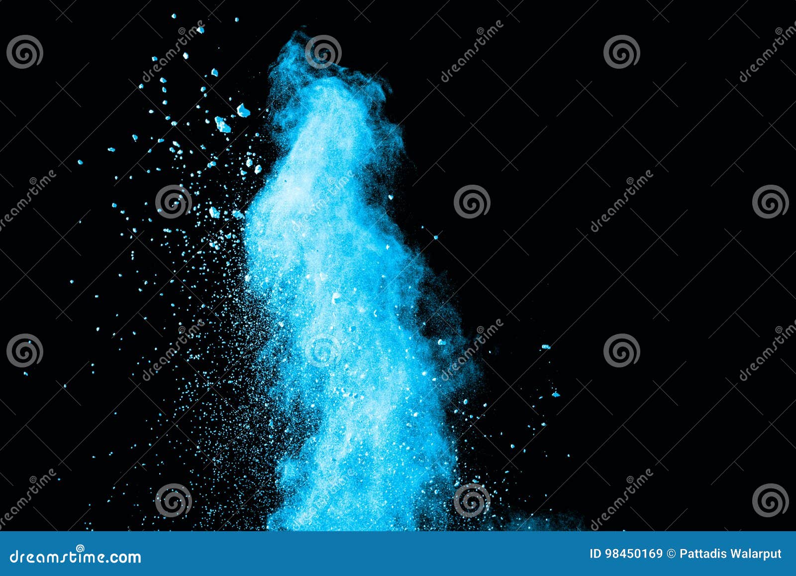 Blue Powder Explosion on White Background. Stock Image - Image of ...