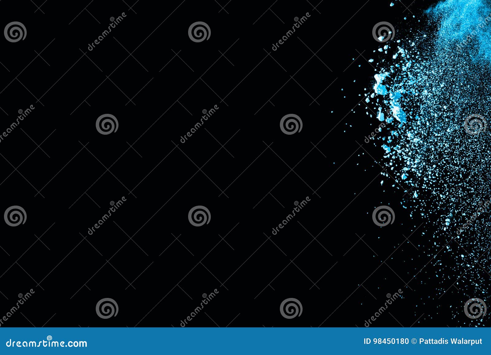 Blue Powder Explosion on White Background. Stock Photo - Image of ...
