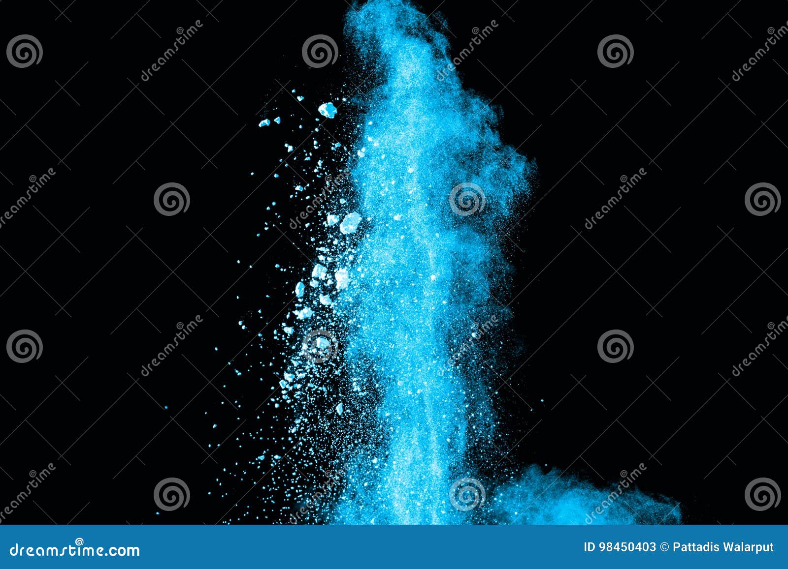 Blue Powder Explosion on White Background. Stock Image - Image of ...
