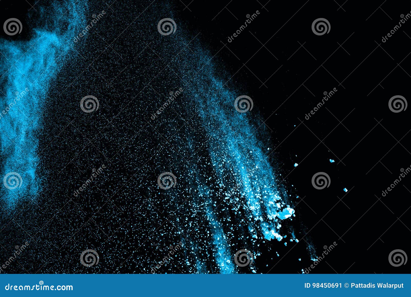 Blue Powder Explosion on White Background. Stock Image - Image of ...