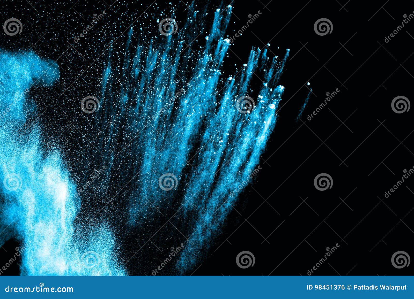 Blue Powder Explosion on White Background. Stock Photo - Image of ...