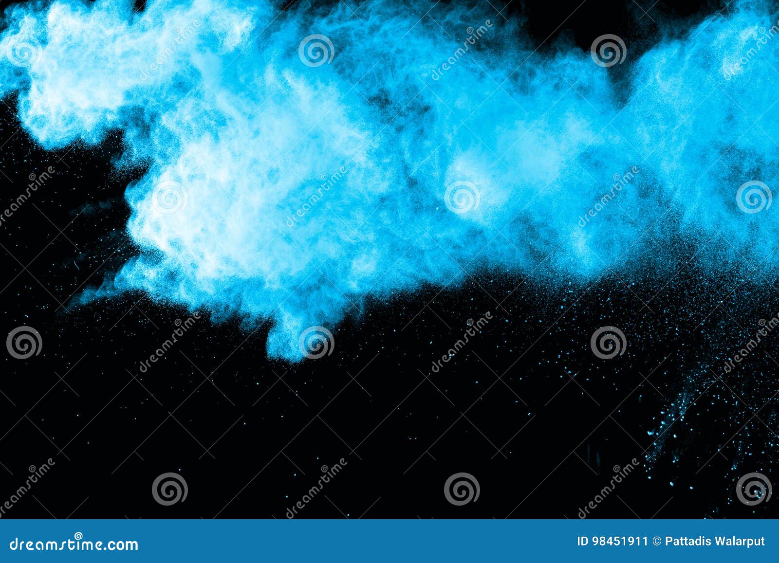 Blue Powder Explosion on White Background. Stock Image - Image of ...