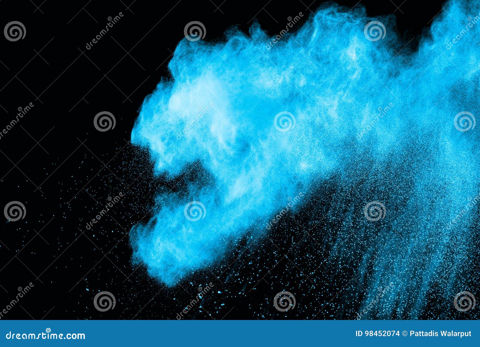 Blue Powder Explosion on White Background. Stock Photo - Image of ...