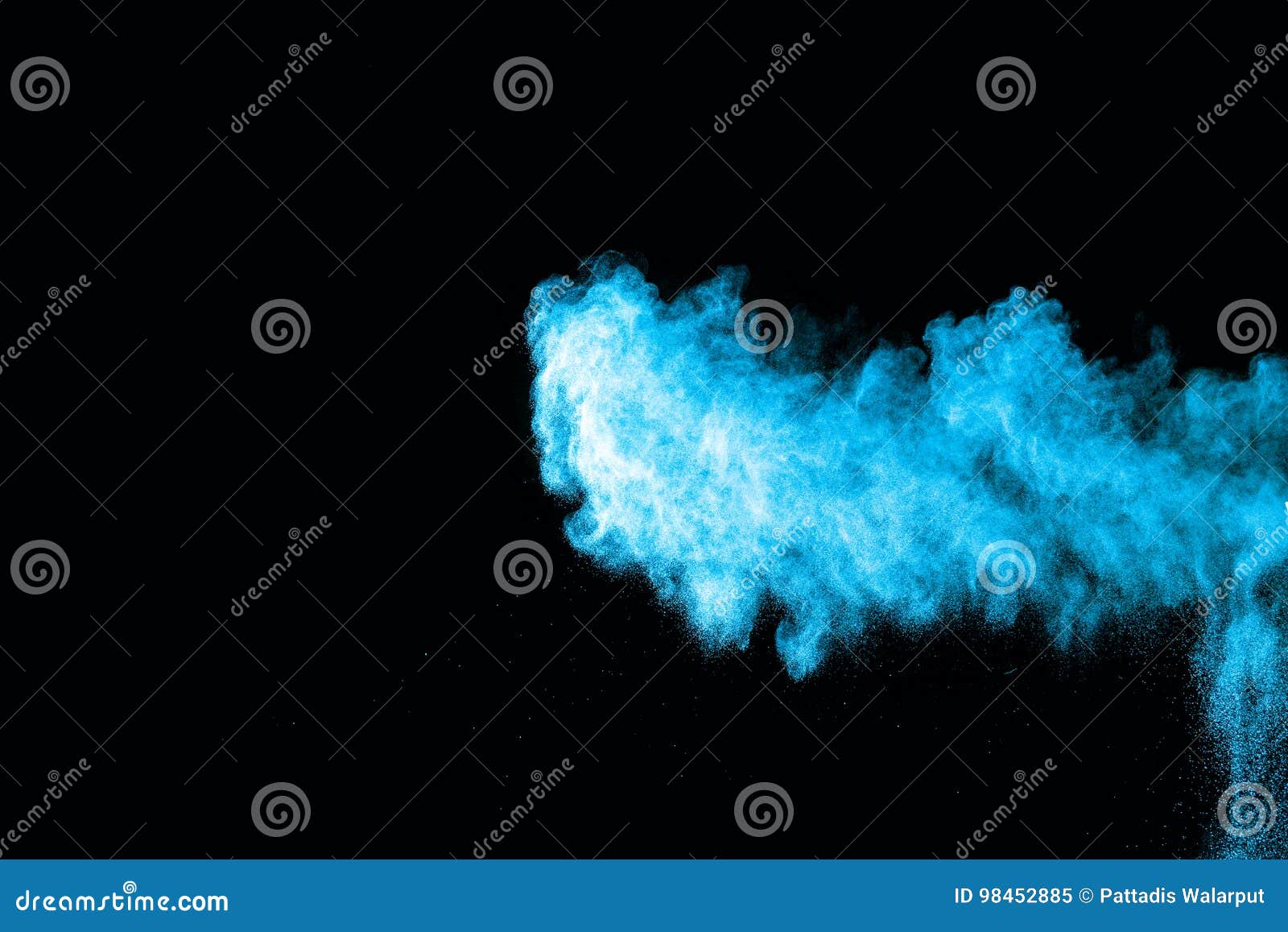 Blue Powder Explosion on White Background. Stock Image - Image of ...