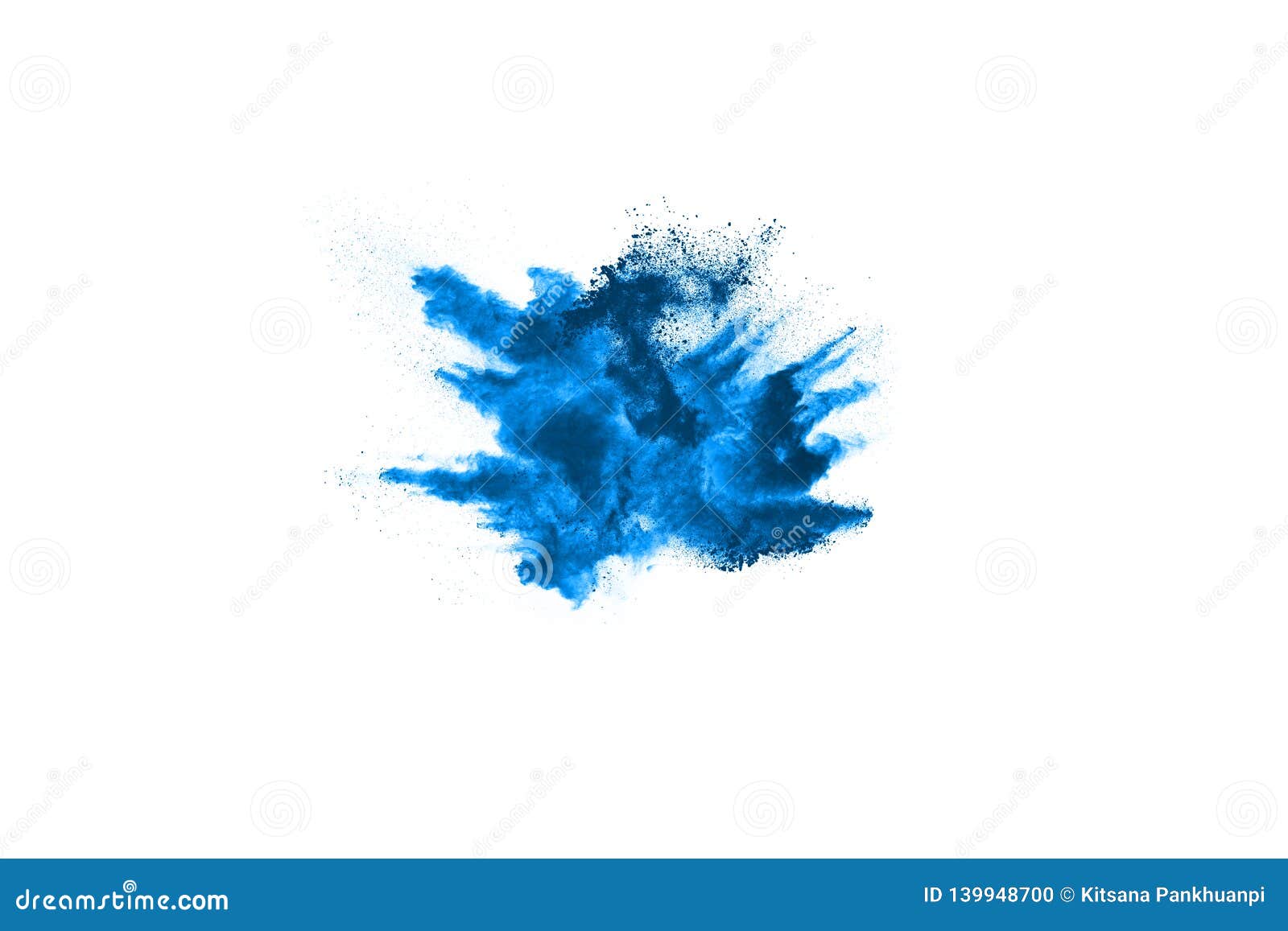 Blue Powder Explosion on White Background. Stock Photo - Image of ...