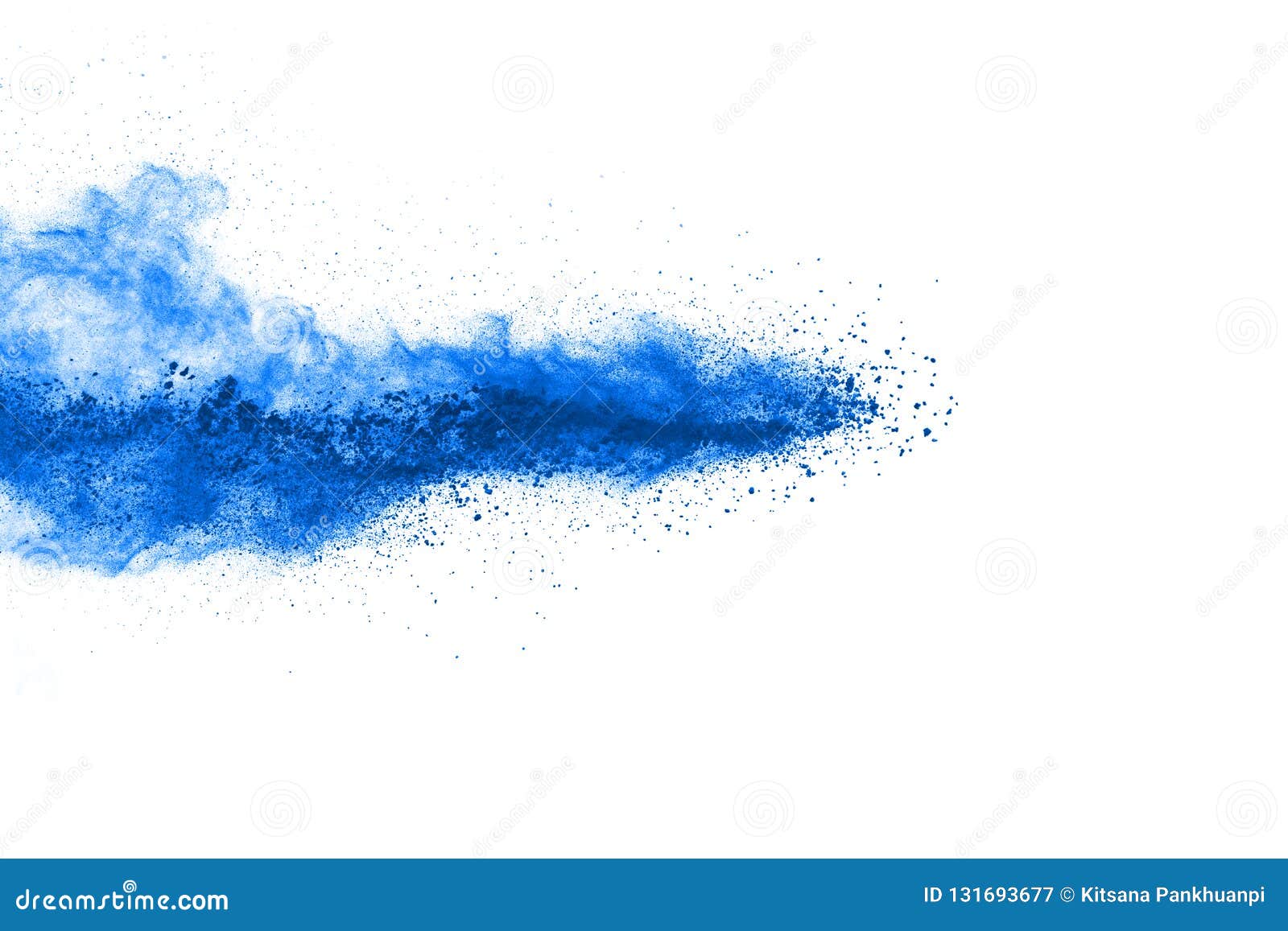 Blue Powder Explosion on White Background. Stock Image - Image of burst ...