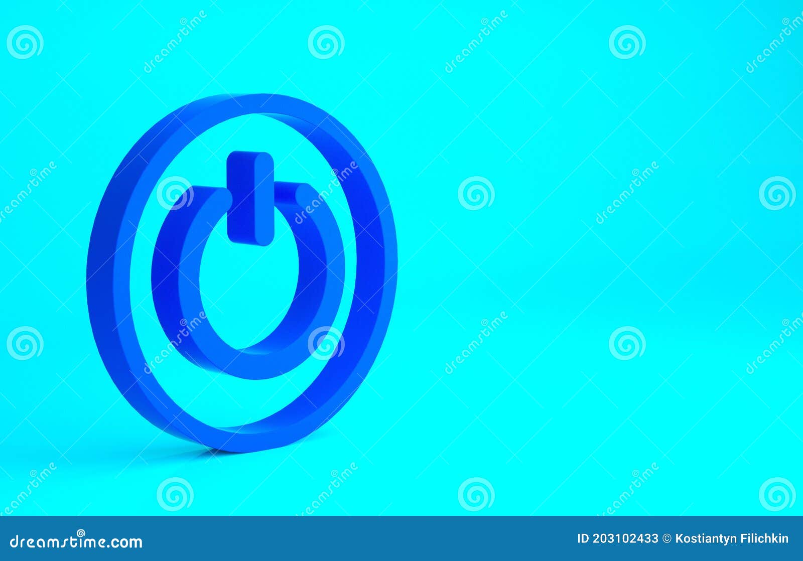 Blue Power Button Icon Isolated on Blue Background. Start Sign ...