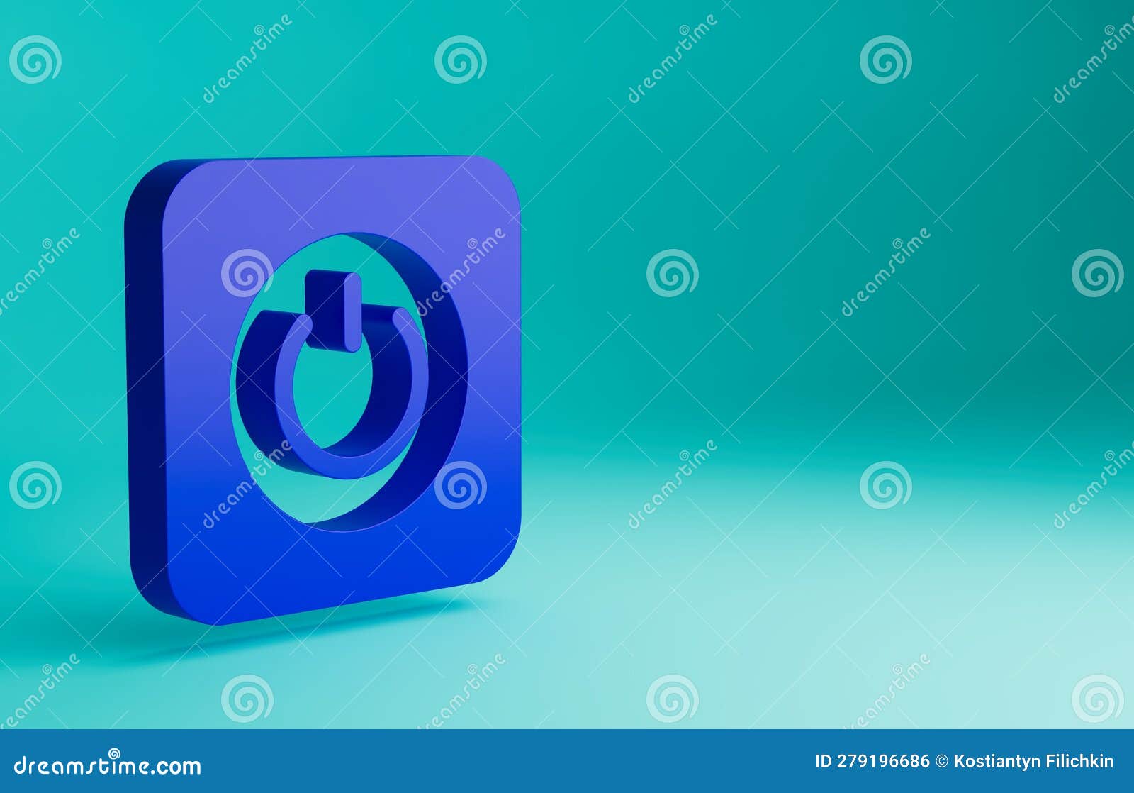Blue Power Button Icon Isolated on Blue Background. Start Sign ...