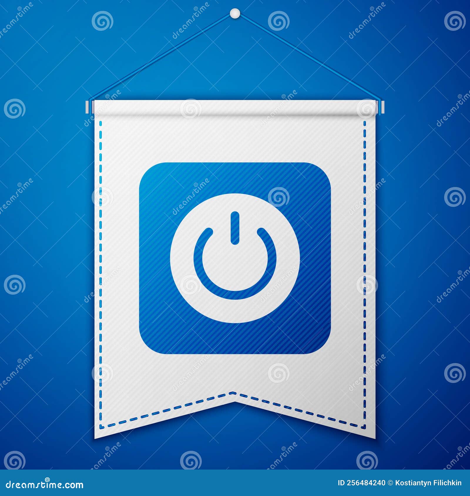 Blue Power Button Icon Isolated on Blue Background. Start Sign. White ...