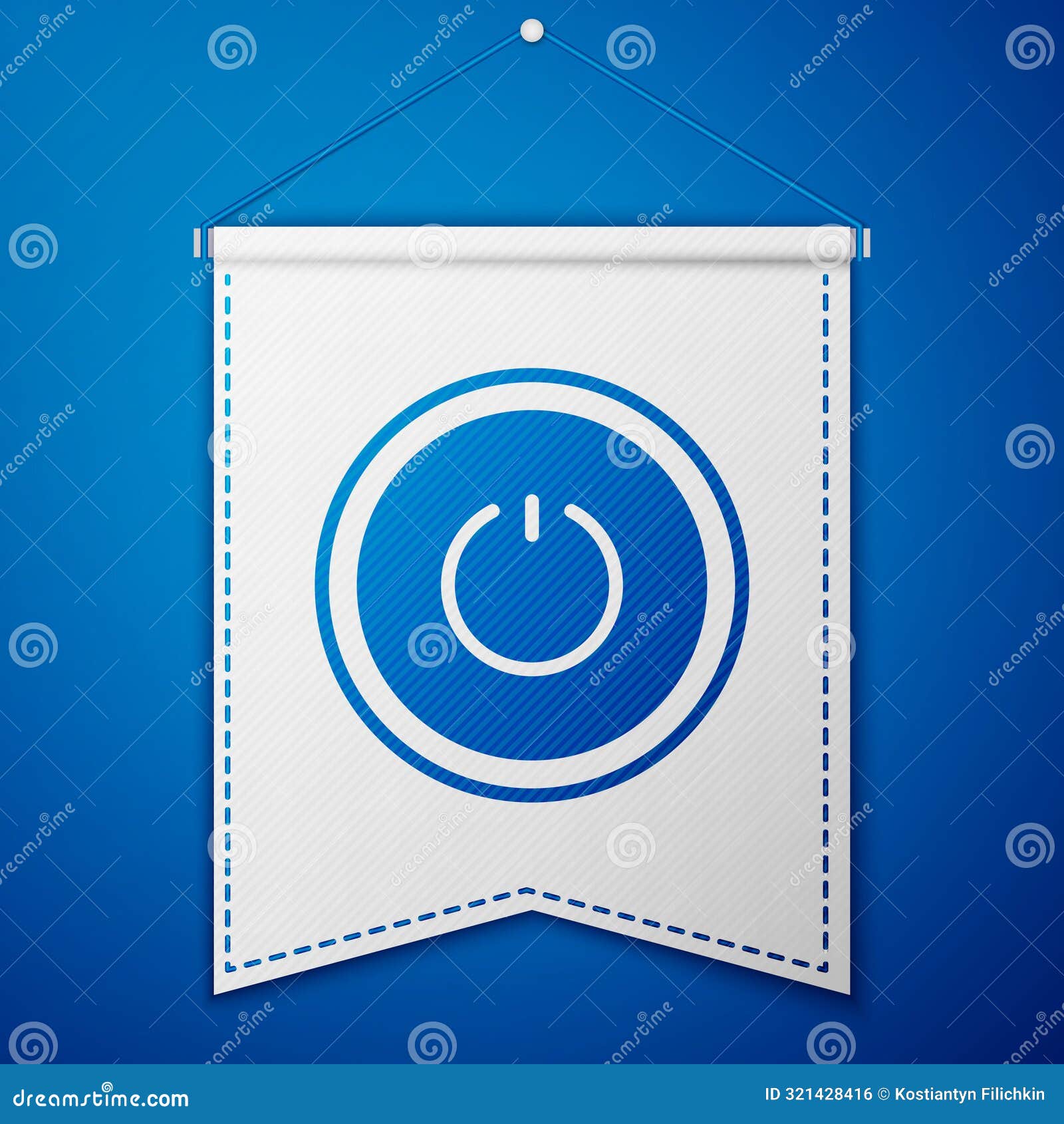Blue Power Button Icon Isolated on Blue Background. Start Sign. White ...