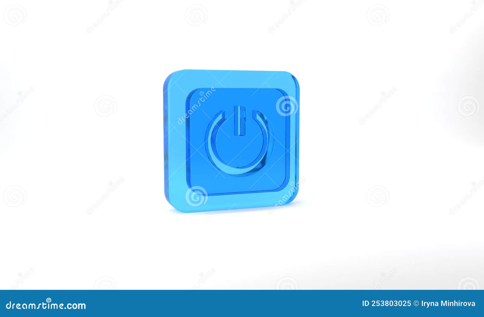 Blue Power Button Icon Isolated on Grey Background. Start Sign. Glass ...