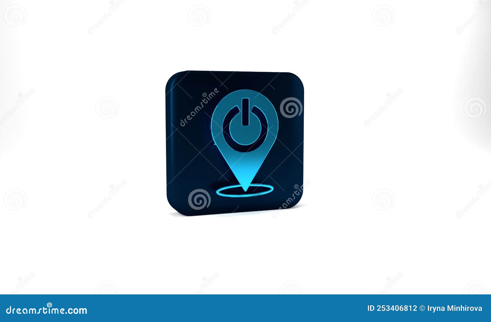 Blue Power Button Icon Isolated on Grey Background. Start Sign. Blue ...
