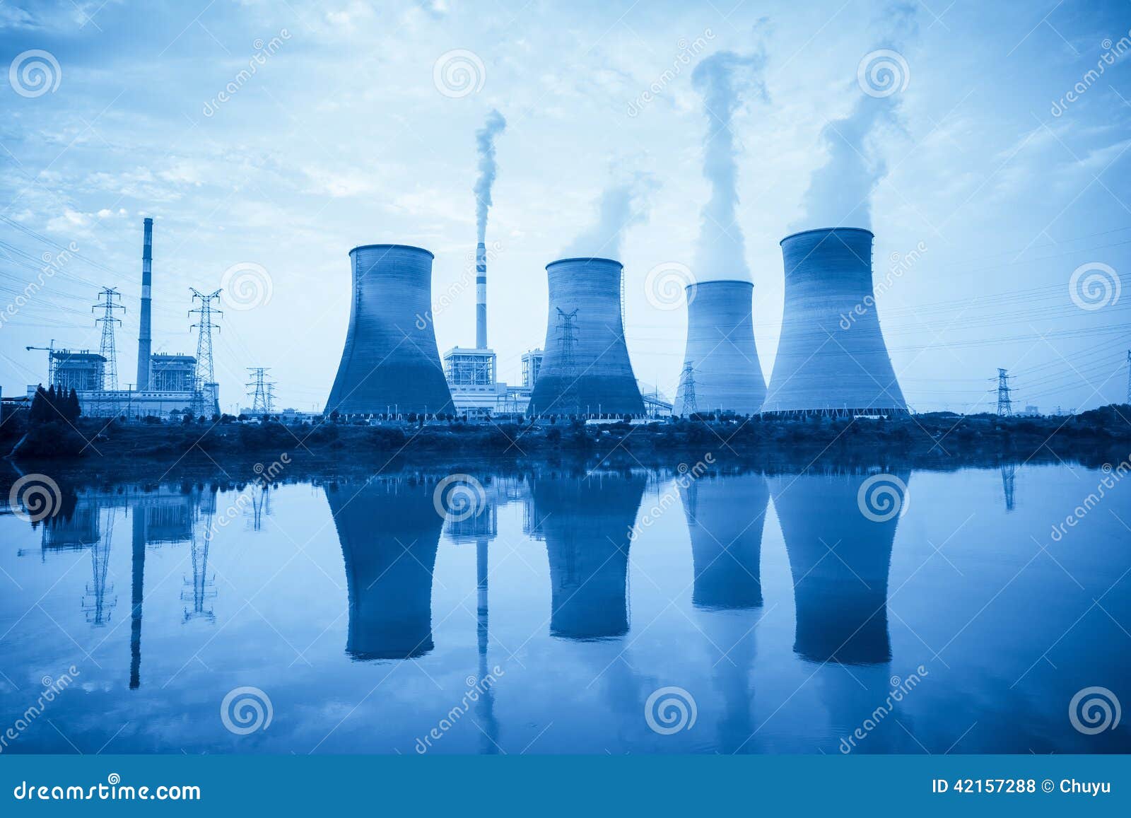 Blue power plant stock photo. Image of factory, plant - 42157288