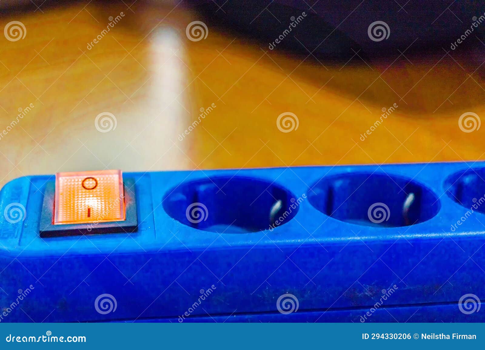 Blue Power Strip with Orange Switch Stock Photo - Image of outlet ...