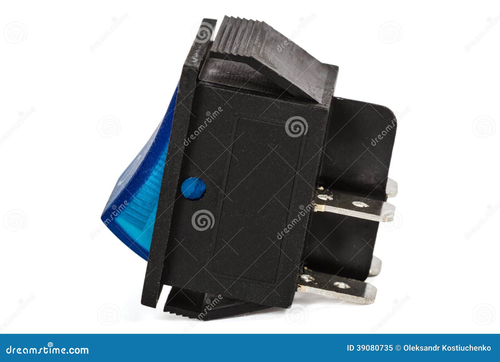 Blue Power Switch, Isolated on White Background Stock Image - Image of ...