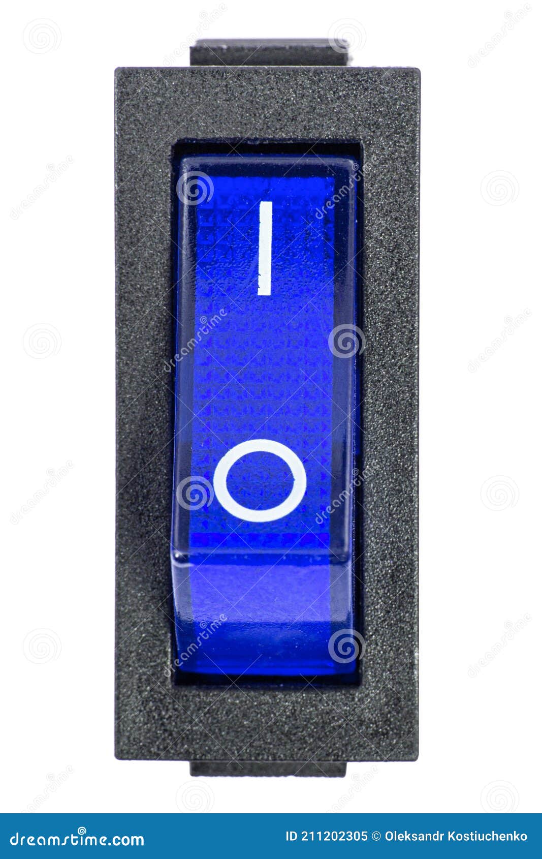 Blue Power Switch at on Position, Isolated on White Background No ...