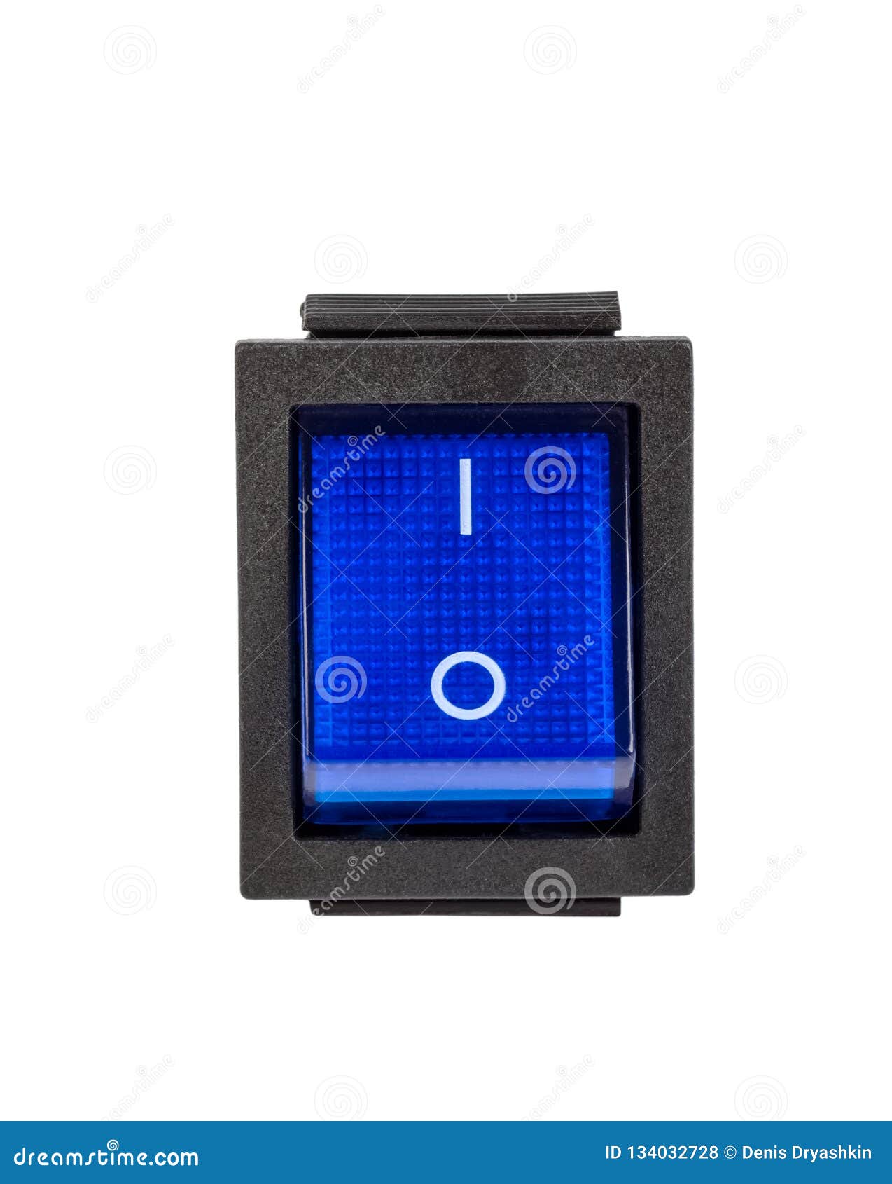 Blue Power Switch on White Background Stock Photo - Image of ...