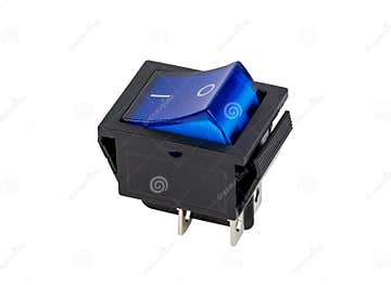 Blue Power Switch on White Background Stock Image - Image of isolated ...