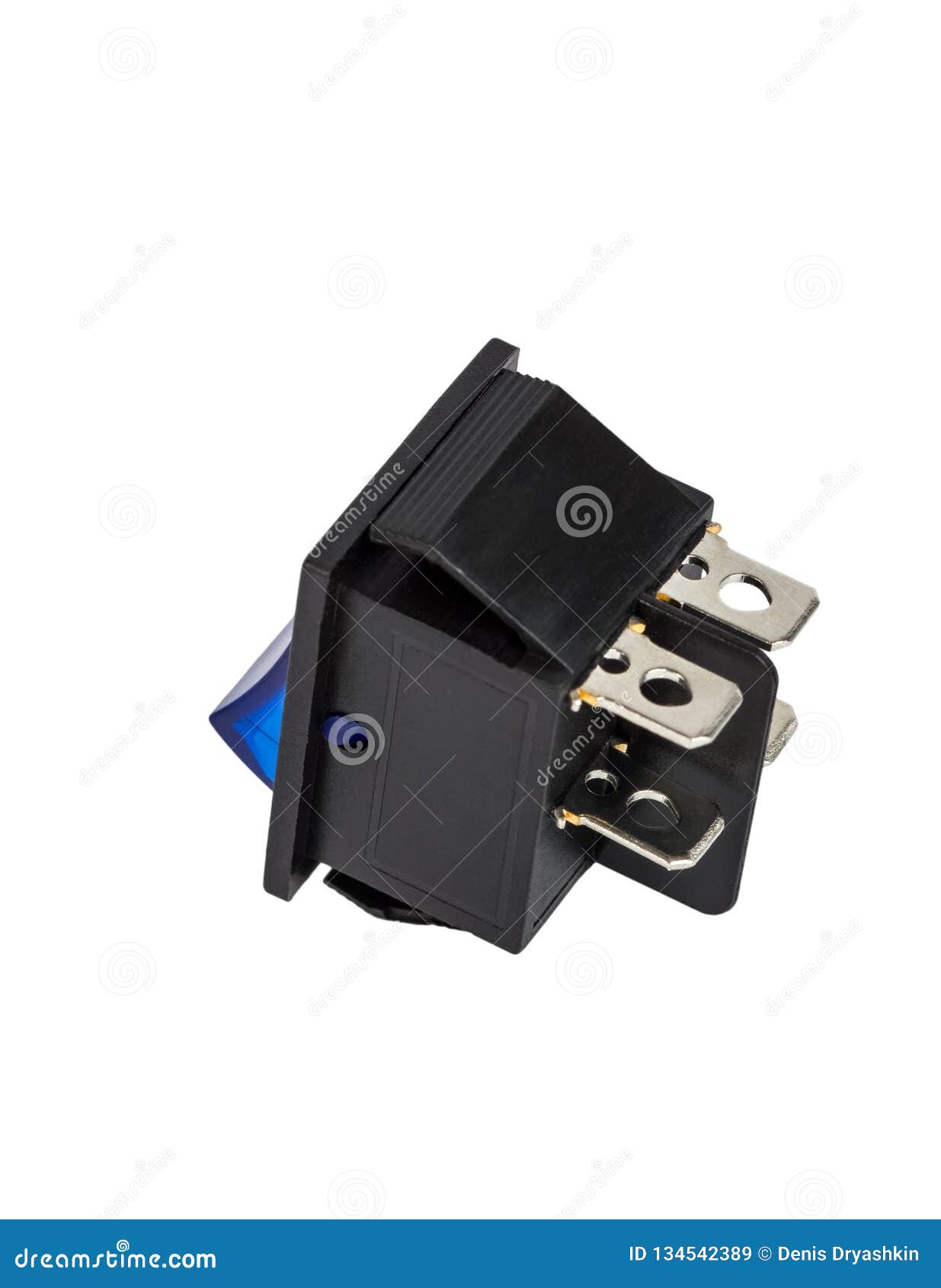 Blue Power Switch on White Background Stock Image - Image of light ...